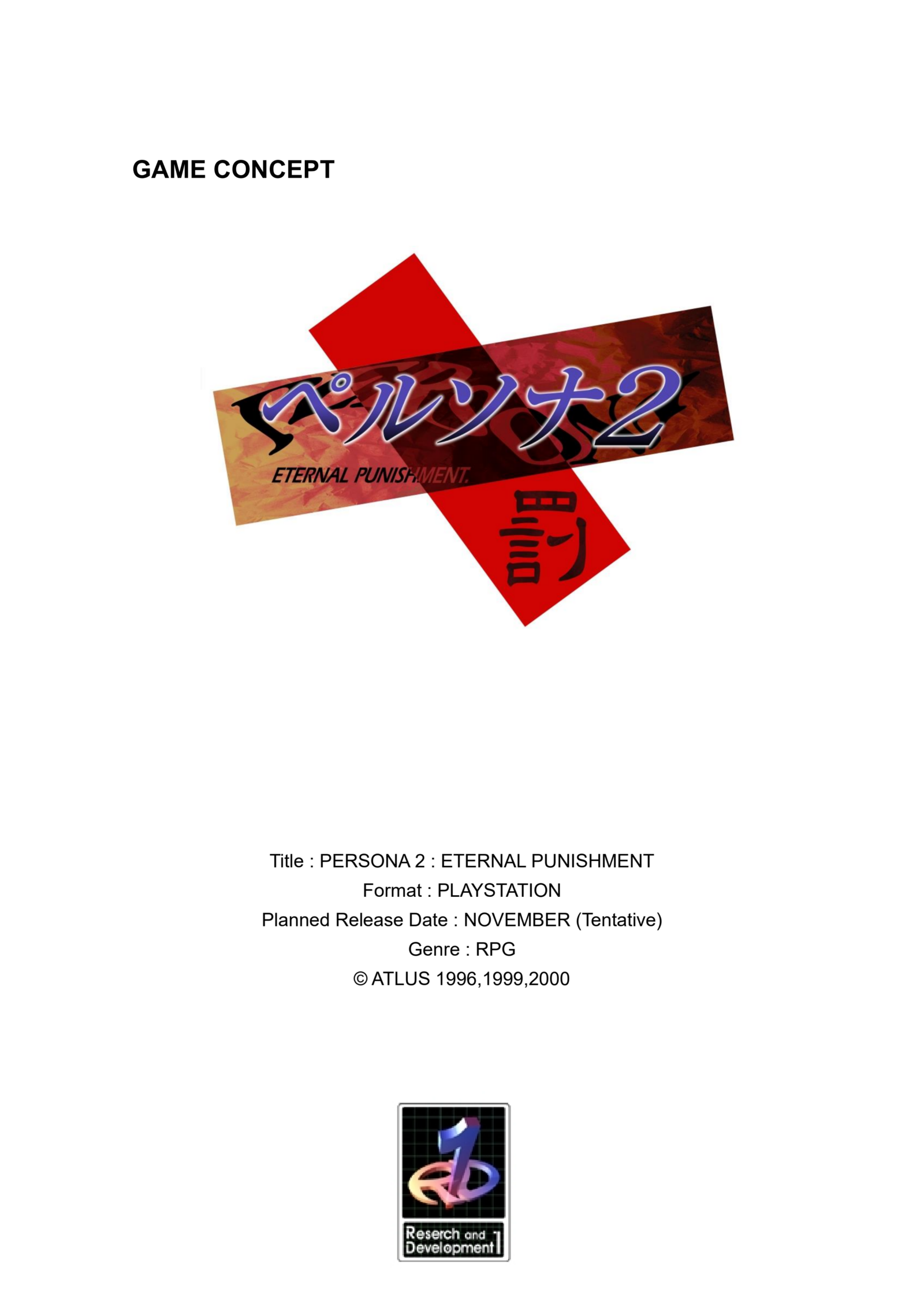 Persona 2 Pitch Document | Video Game History Foundation